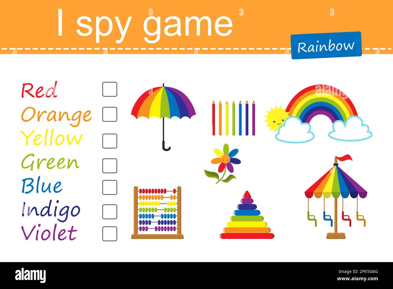 I spy game. Educational games for children. Learning colors of rainbow ...