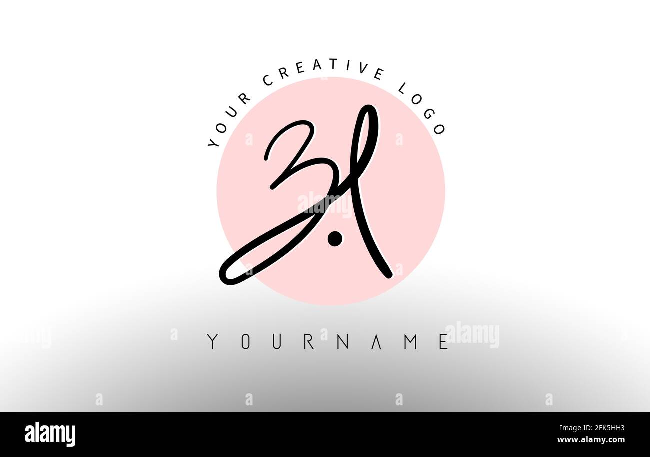 Handwritten Letters BL b l Logo with rounded lettering and pink circle ...