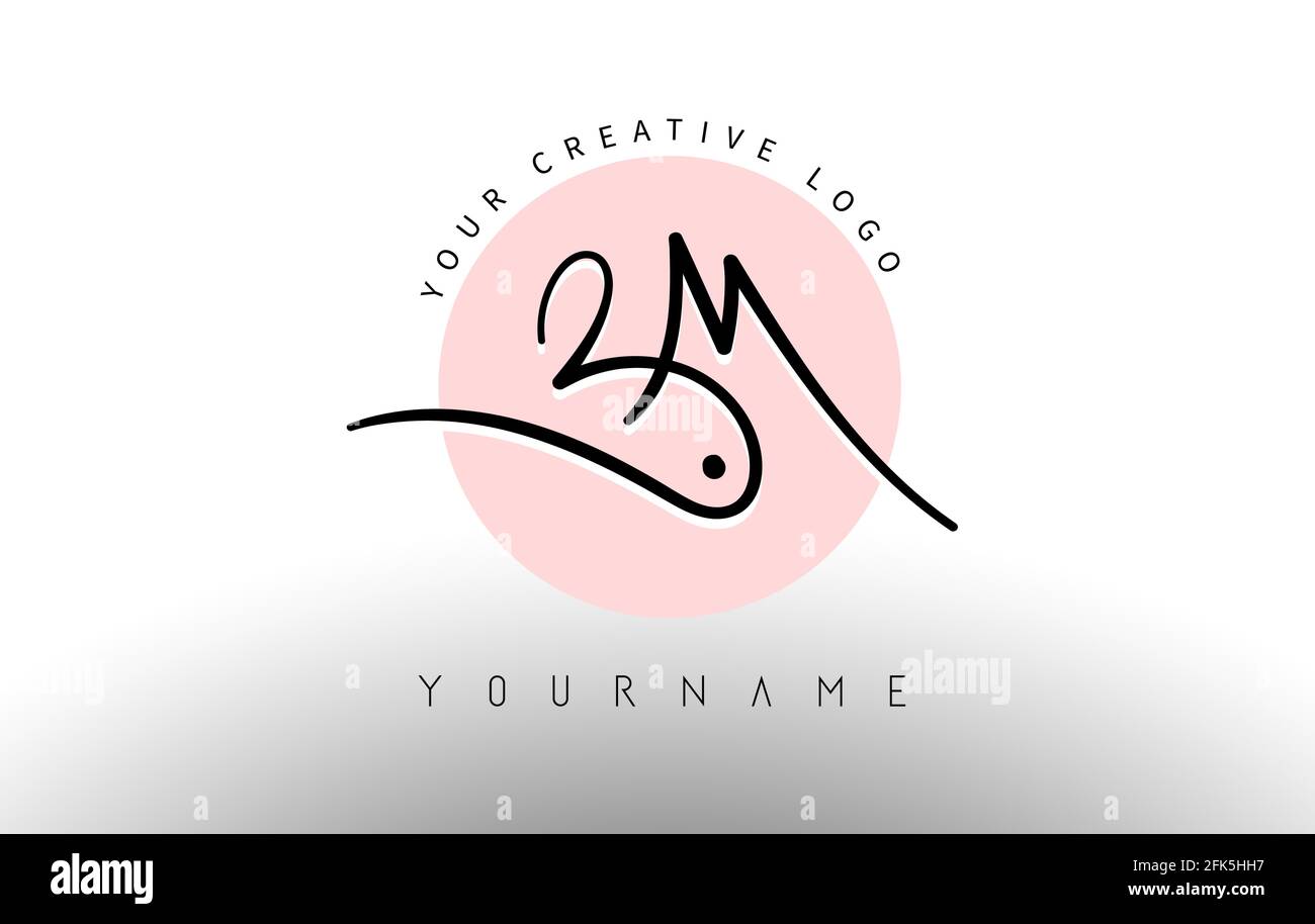 Handwritten Letters BM b m Logo with rounded lettering and pink circle ...