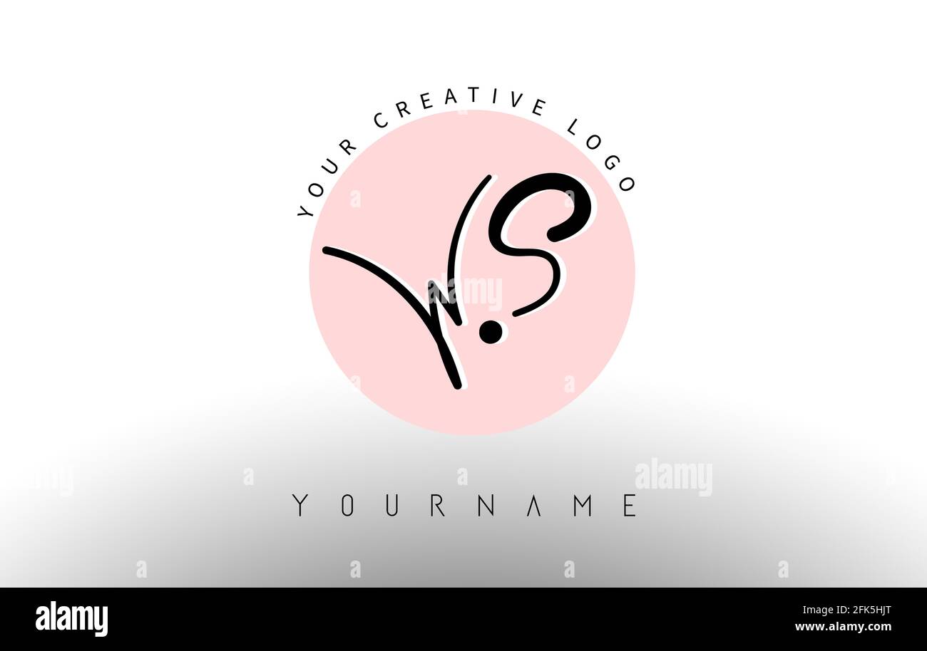 Handwritten Letters WS w s Logo with rounded lettering and pink circle ...