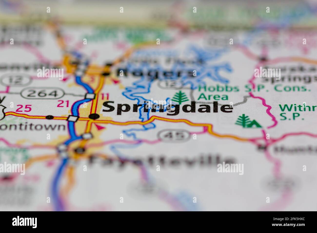 Springdale Arkansas USA shown on a geography map or road map Stock ...