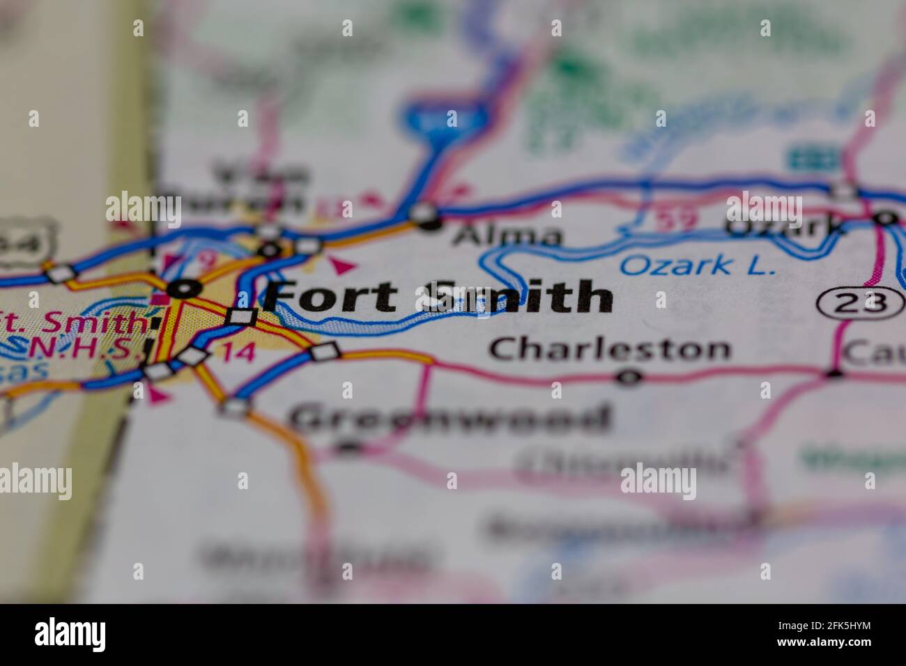 Fort Smith Arkansas USA shown on a geography map or road map Stock ...