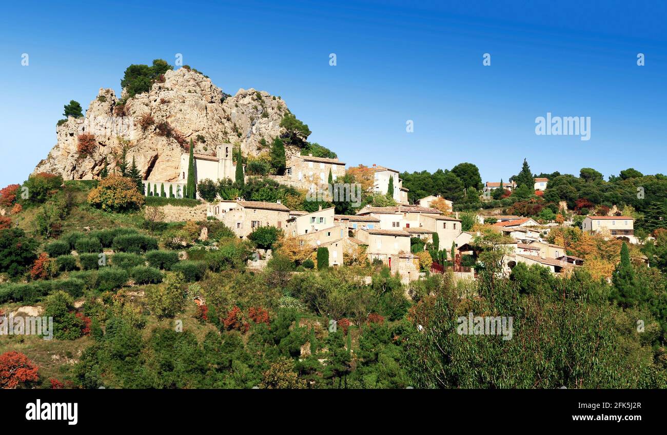 Small hilltop village of La-Roque-Alric. Provence. France Stock Photo ...