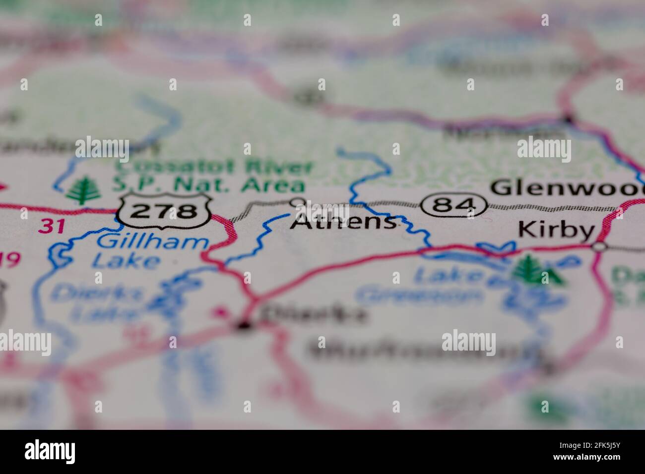 Athens Arkansas USA shown on a geography map or road map Stock Photo ...