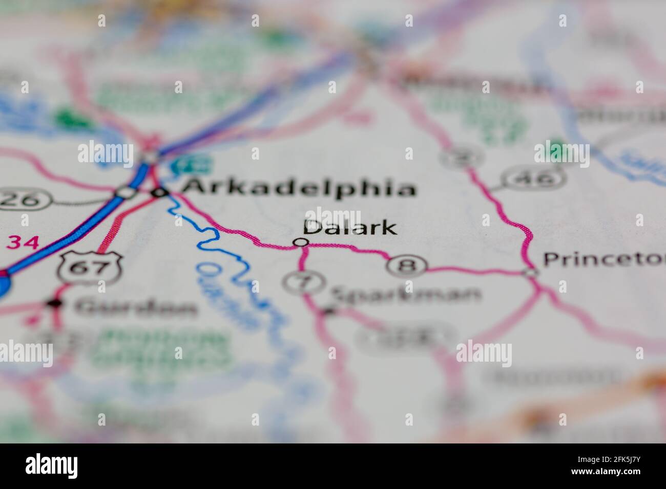 Dalark Arkansas USA shown on a geography map or road map Stock Photo ...