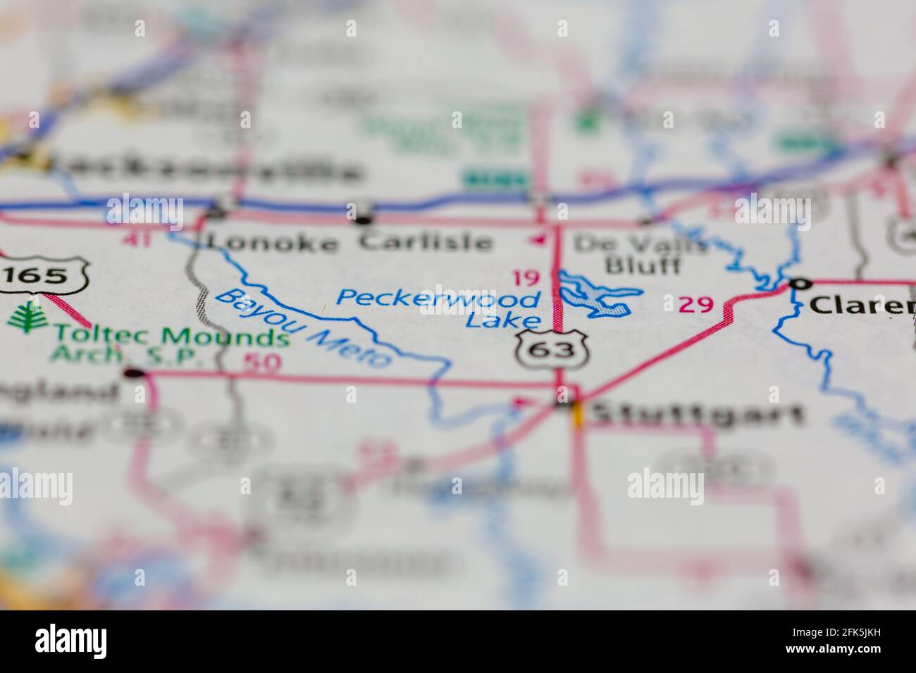 Peckerwood Lake Arkansas USA shown on a geography map or road map Stock ...