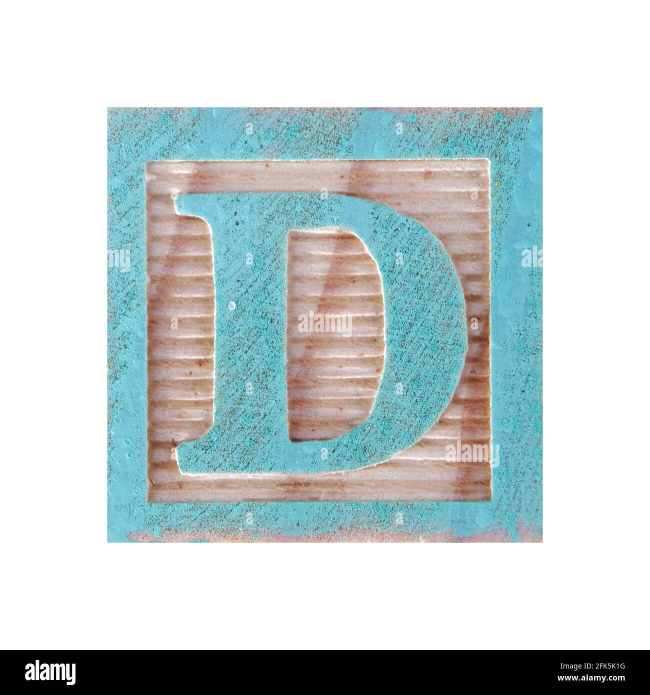 Letter D childs wood block on white with clipping path Stock Photo - Alamy