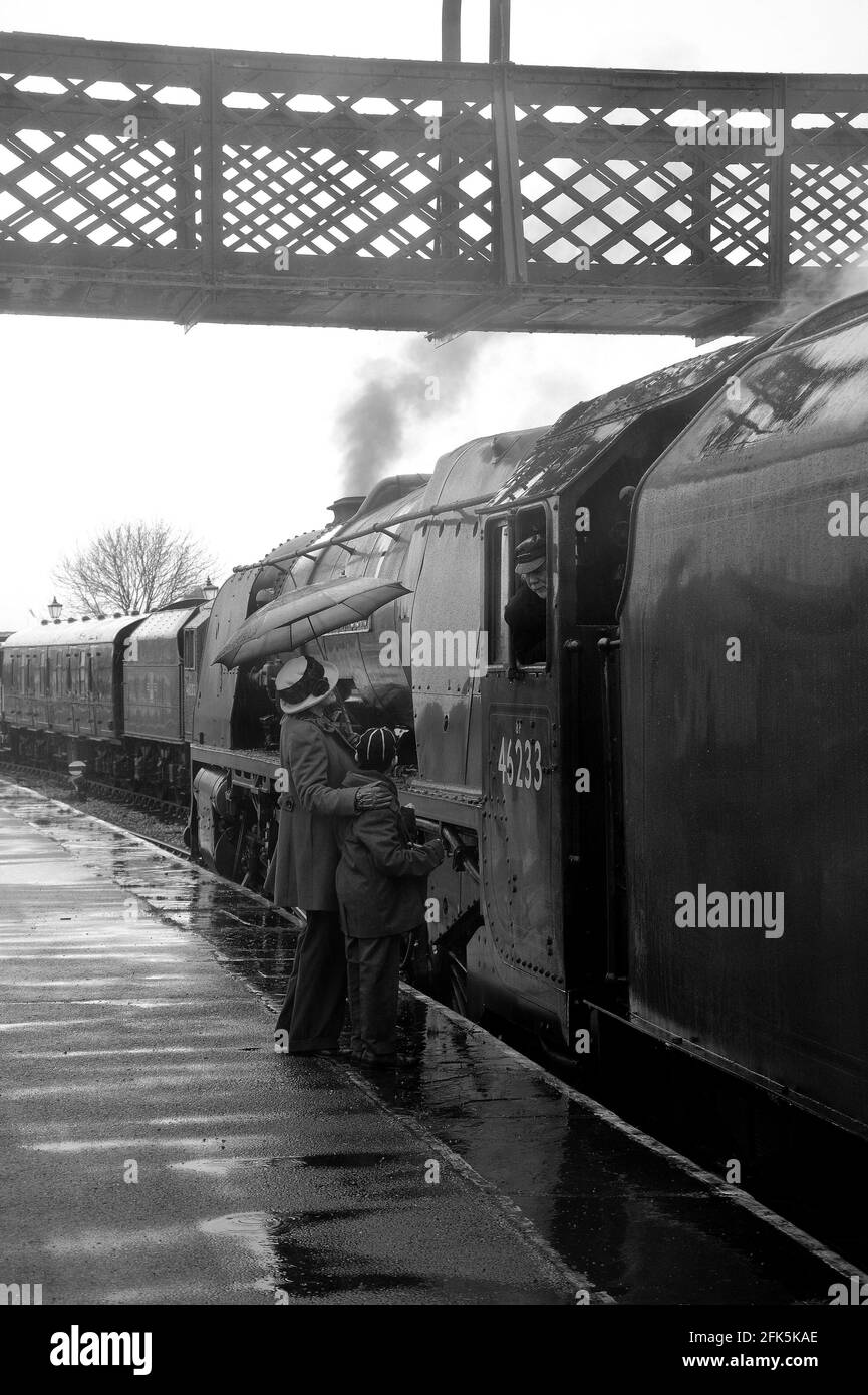 Re-enactors on the platform at Swanwick Junction station with "Duchess ...