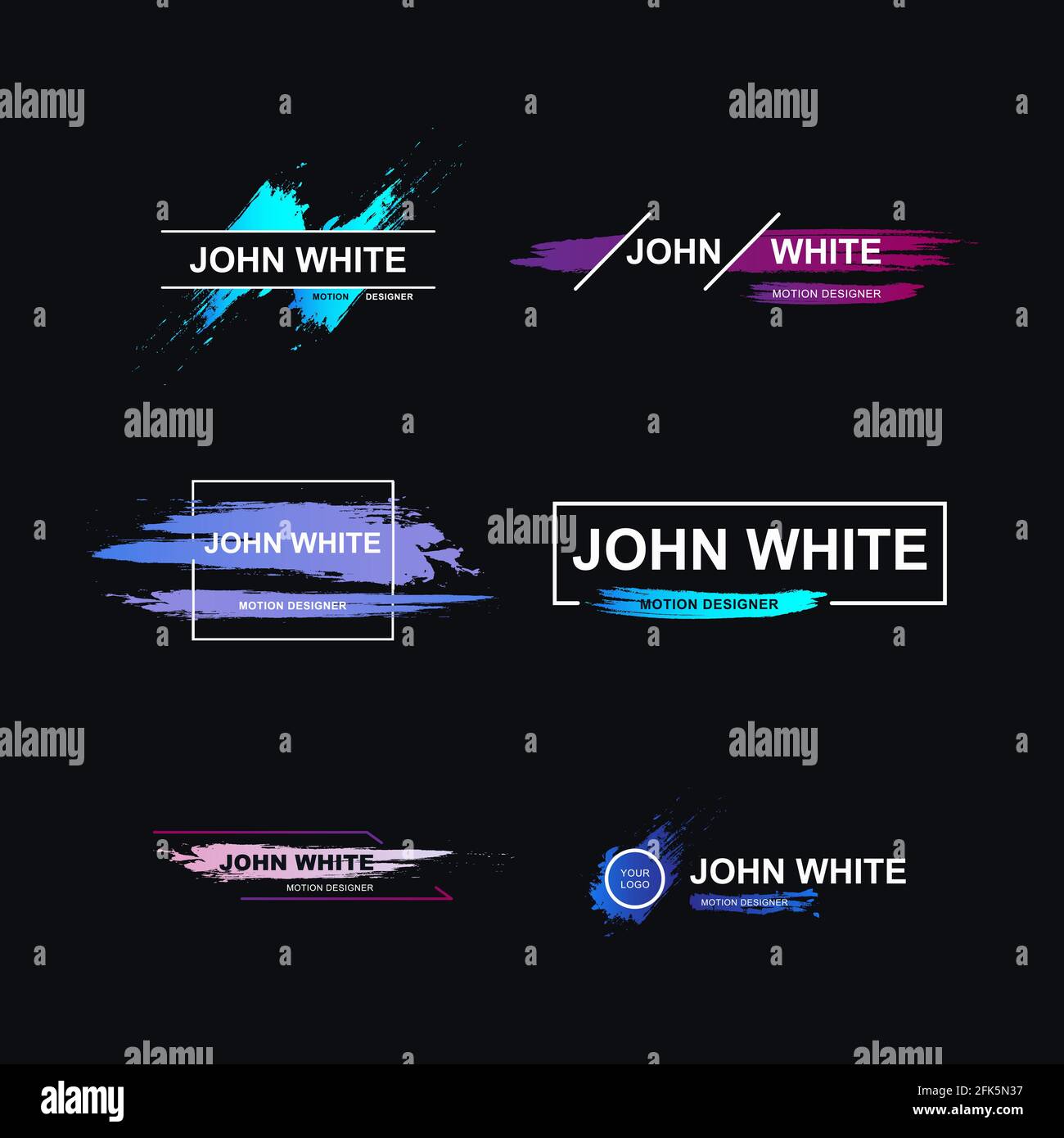Name Lower Thirds Set Brush Modern Colorful templates. Vector ...
