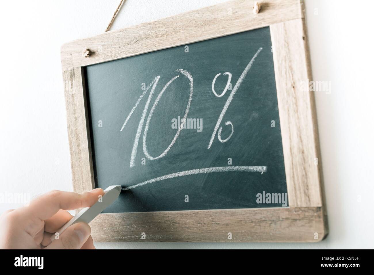 10 Percent Handwritten With Chalk On A Blackboard Stock Photo - Alamy