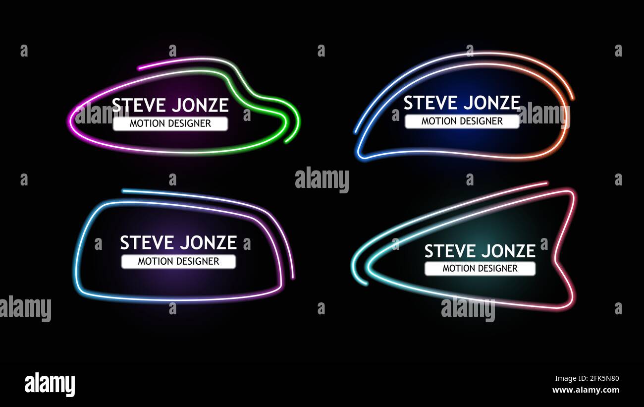 Neon linear Modern Bright Lower third set of four name templates ...