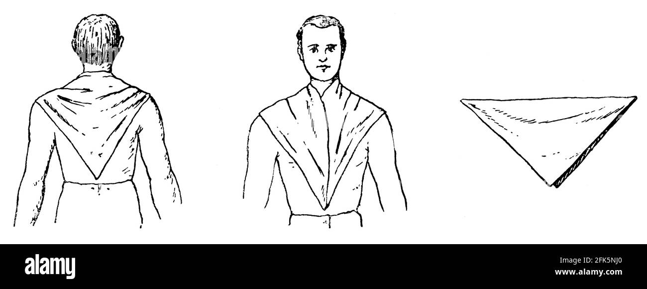 Covering of the shoulders of the patient (Shawl). Front and back views ...