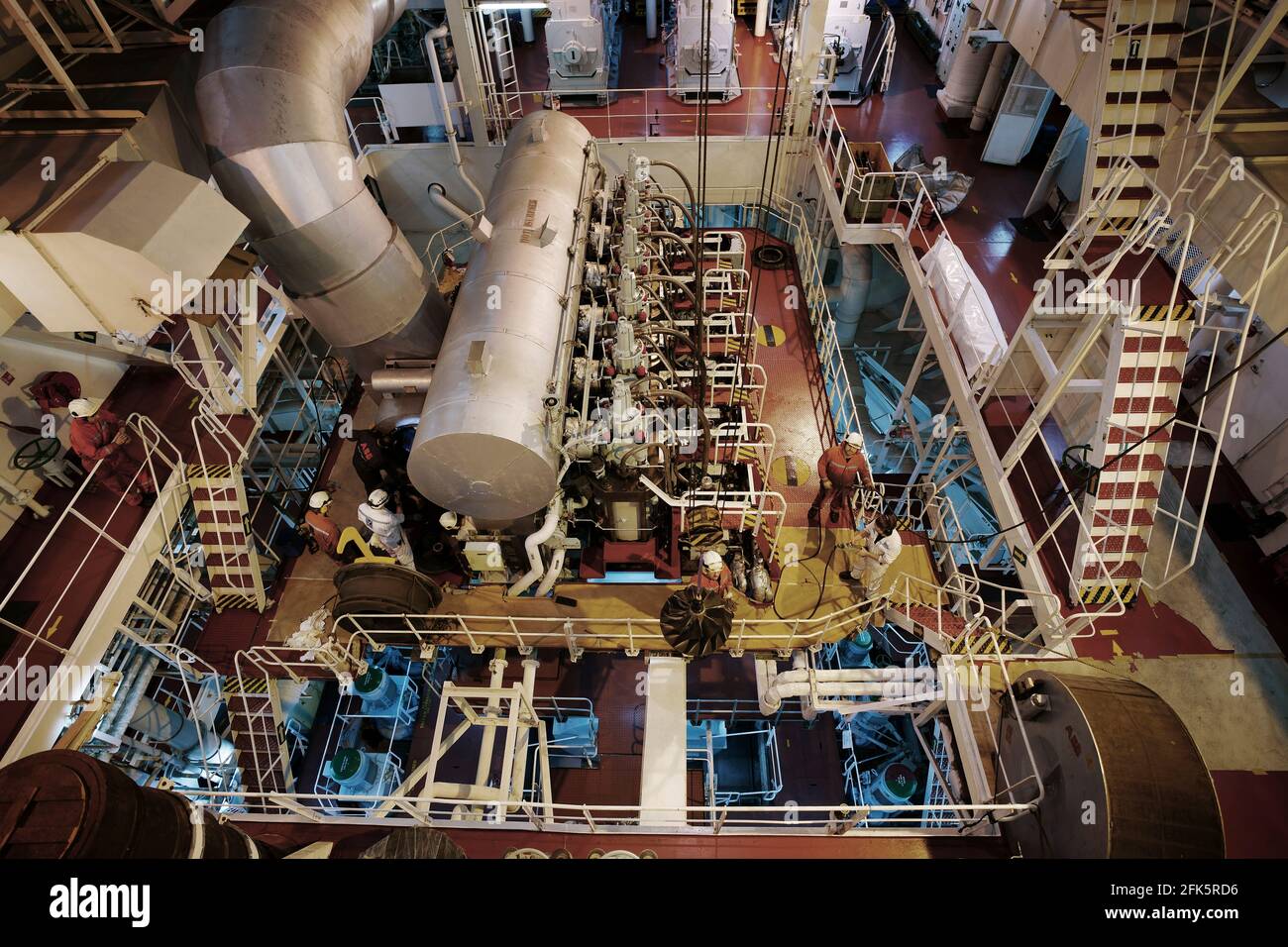 engine room top view from handy size cargo vessel Stock Photo - Alamy