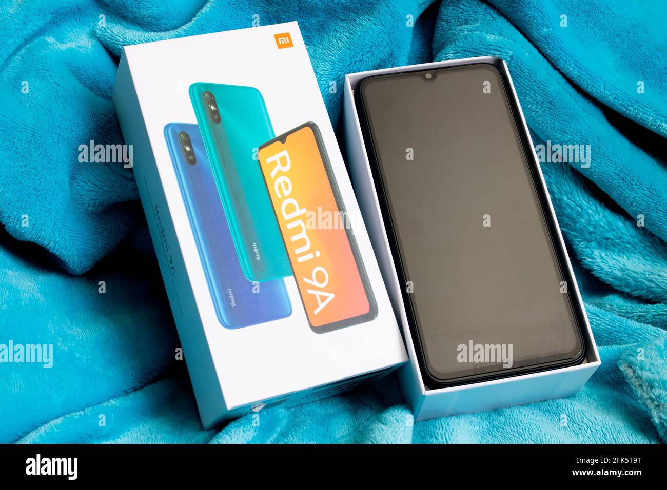 BELARUS, NOVOPOLOTSK - 28 APRIL, 2021: Telephone xiaomi redmi 9A close ...