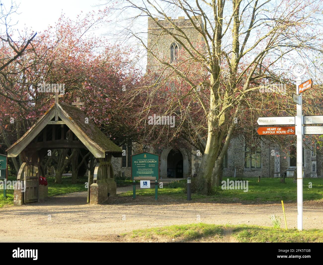 View of the lychgate & village church in Thorndon, Suffolk: All Saints ...