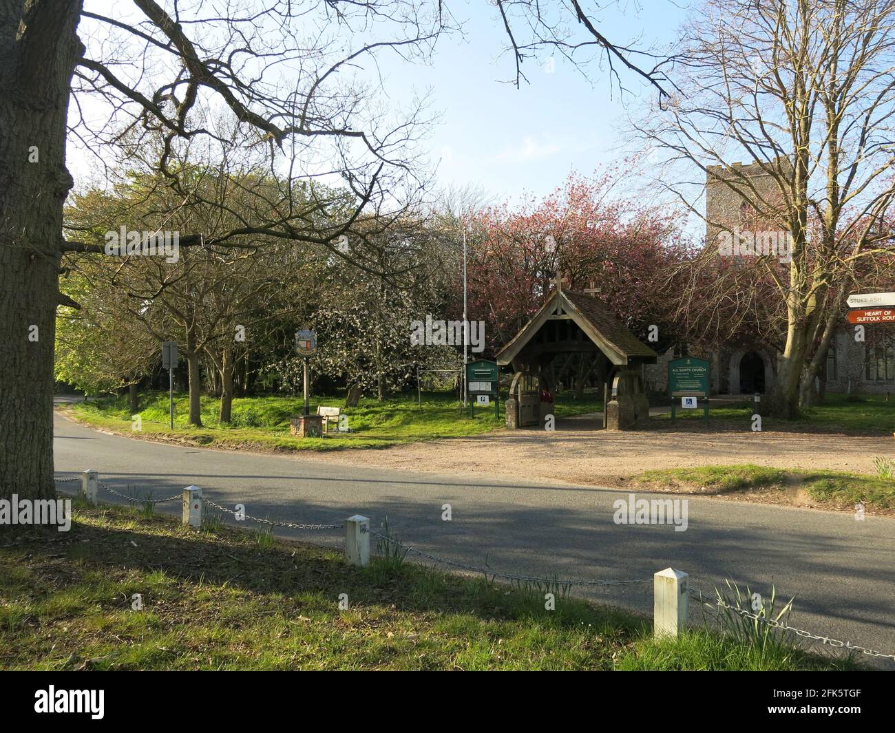 View of the lychgate & village church in Thorndon, Suffolk: All Saints ...