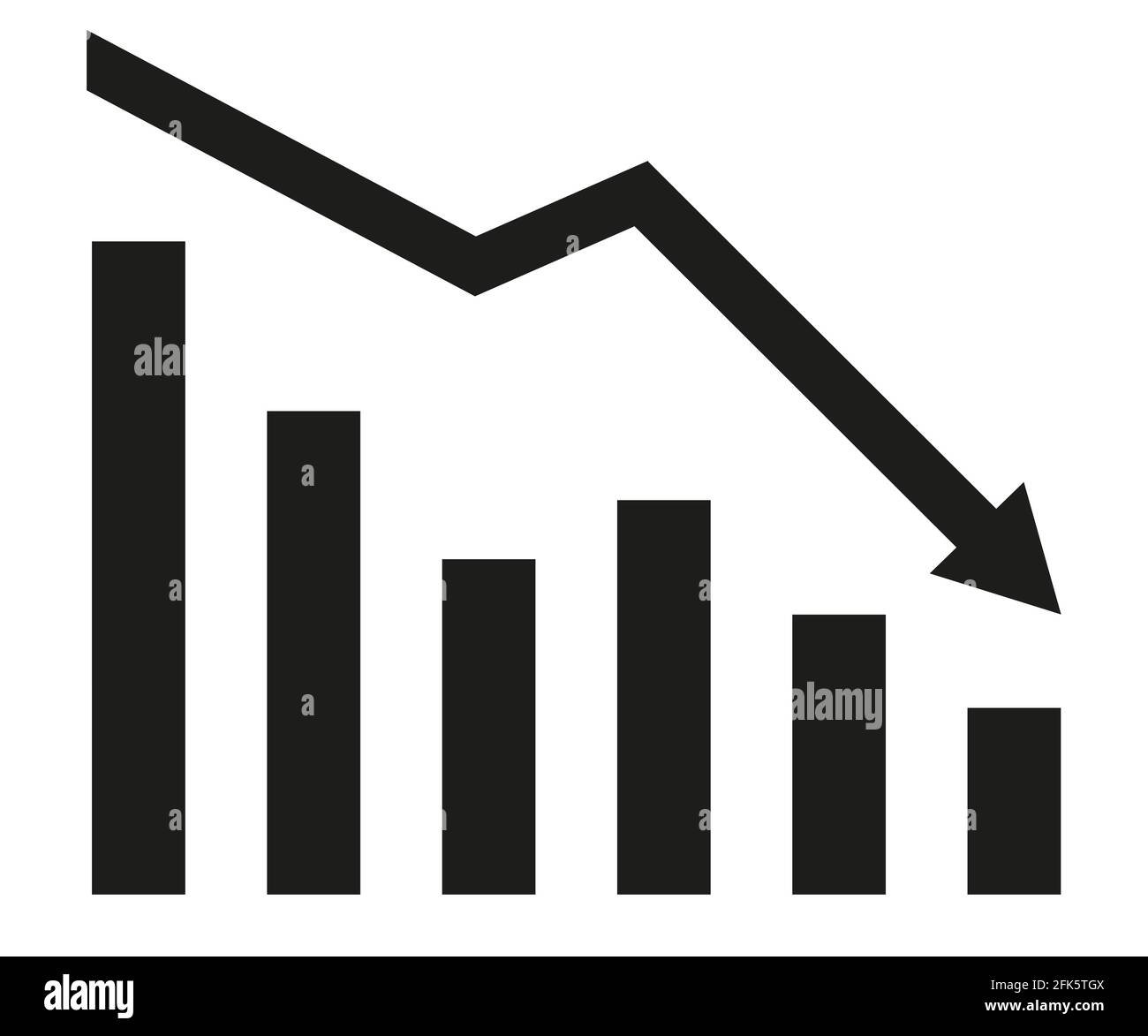 Graph with decrease report. Diagram with recession and bankruptcy progress. Business and finance ...