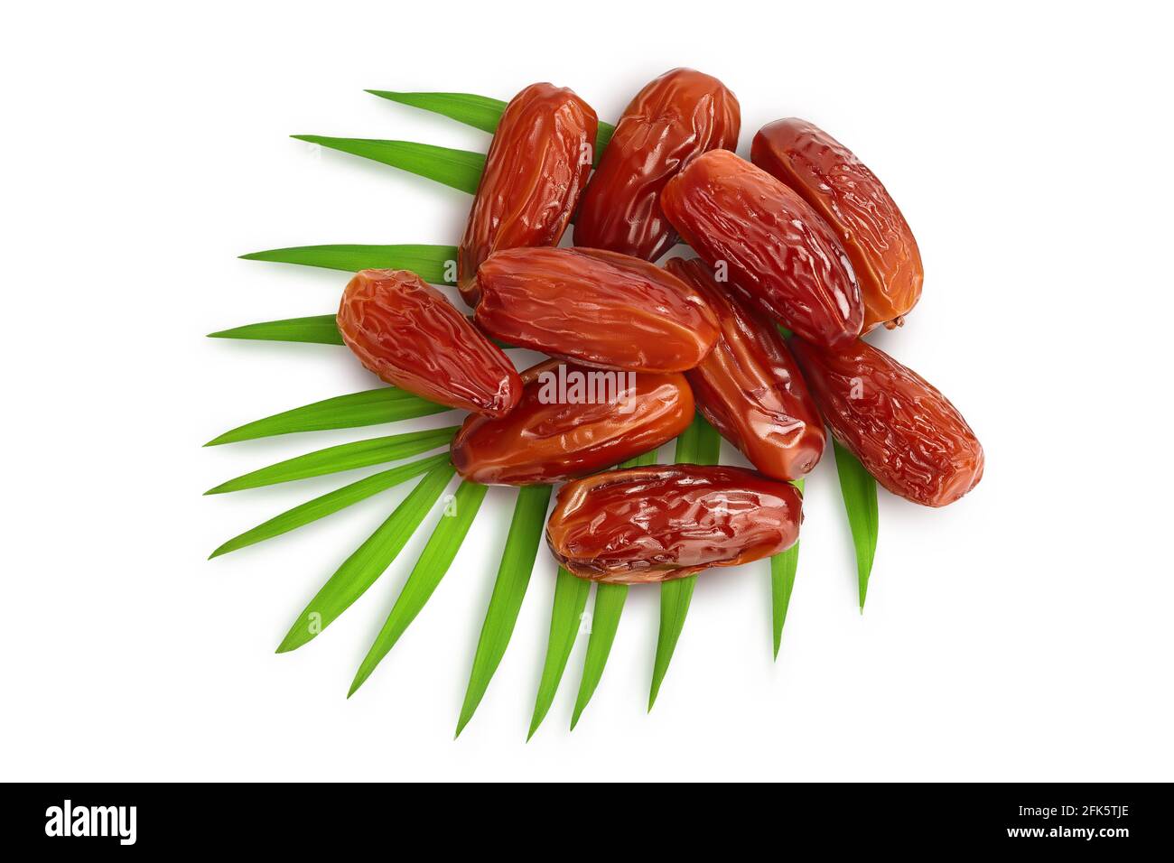 Dates isolated on white background with clipping path. Top view. Flat ...