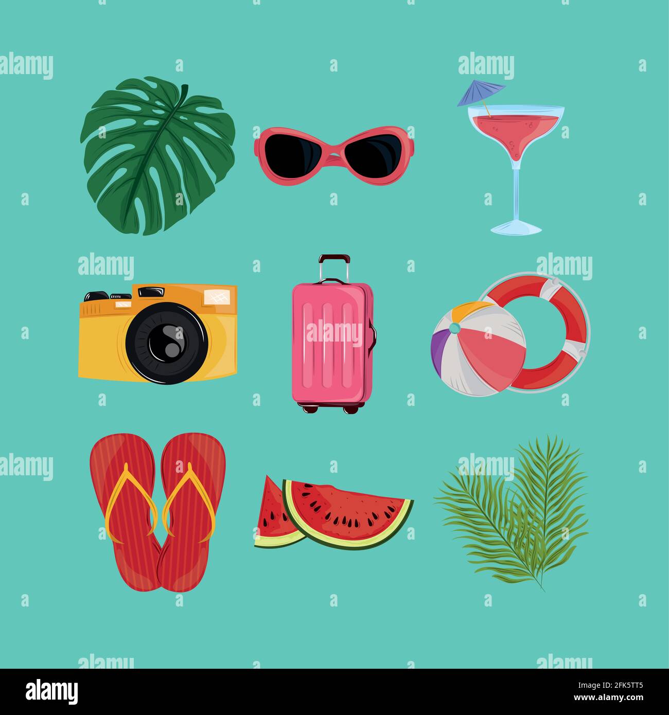 Flip flops camera sunglasses Stock Vector Images - Alamy
