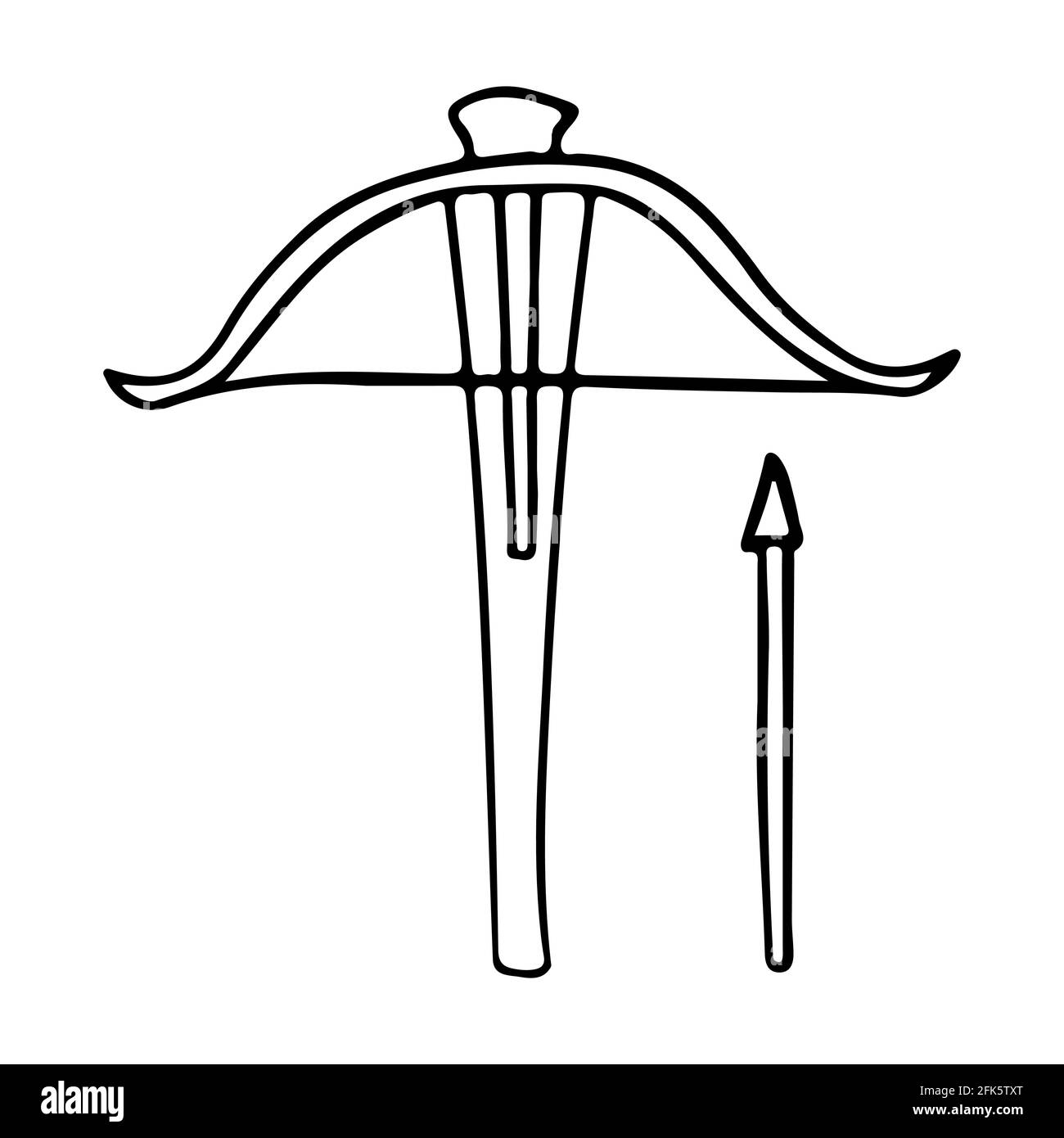 Simple crossbow with bolt in doodle style isolated Stock Vector Image ...