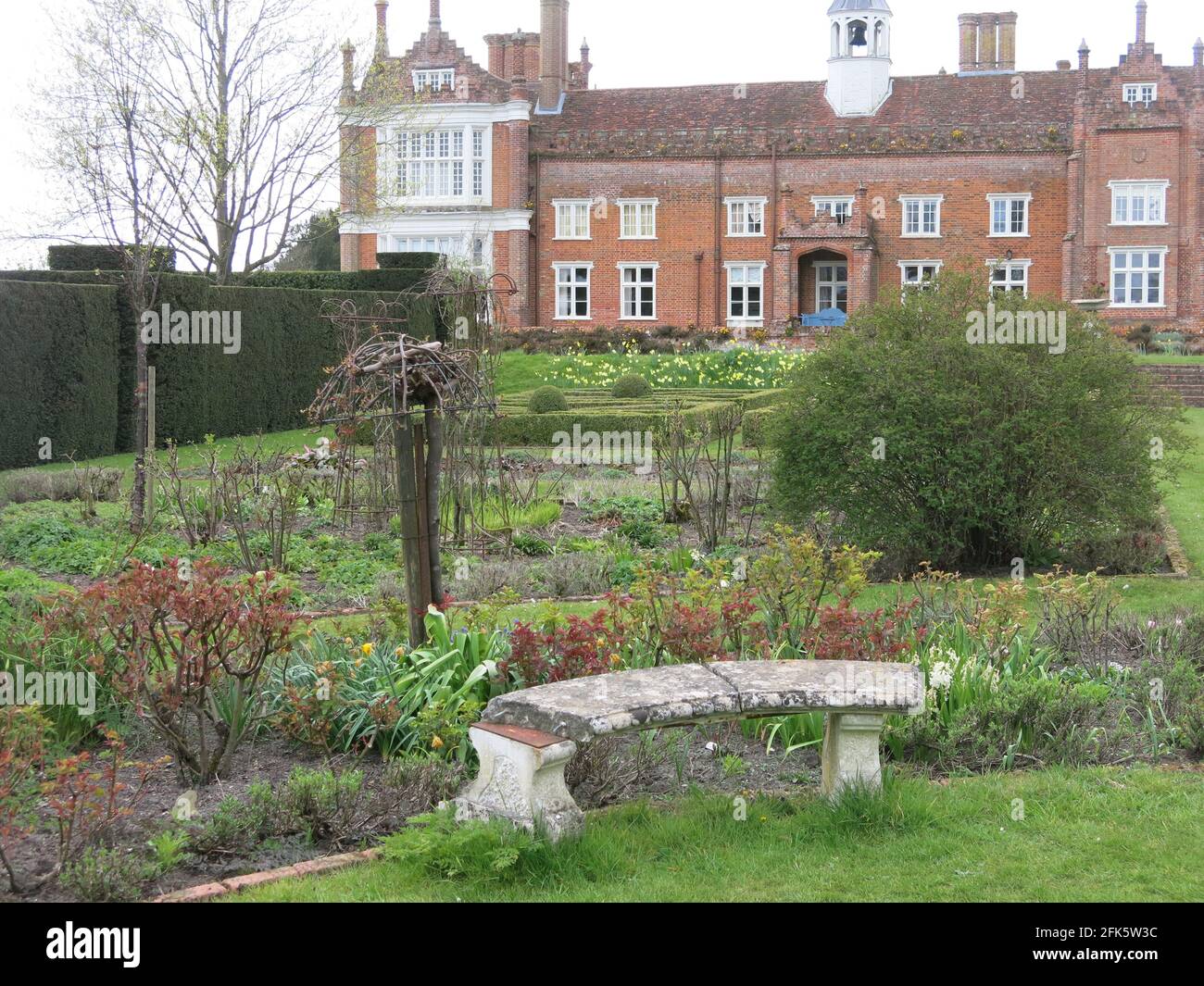 View of the gardens designed by Lady Xa Tollemache at Helmingham Hall ...