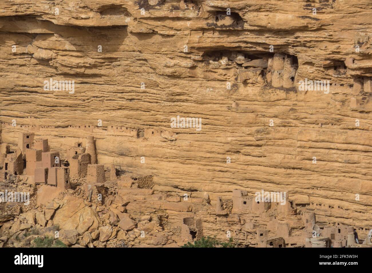 Cliff dwellings along the base of the Bandiagara escarpments, Mali ...