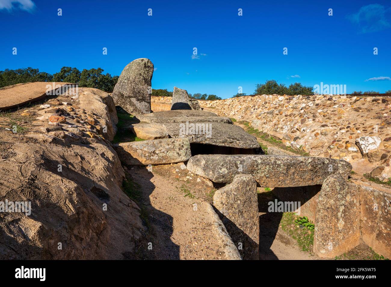 Dolmen of Lacara, funeral chamber. Ancient megalithic building near La ...