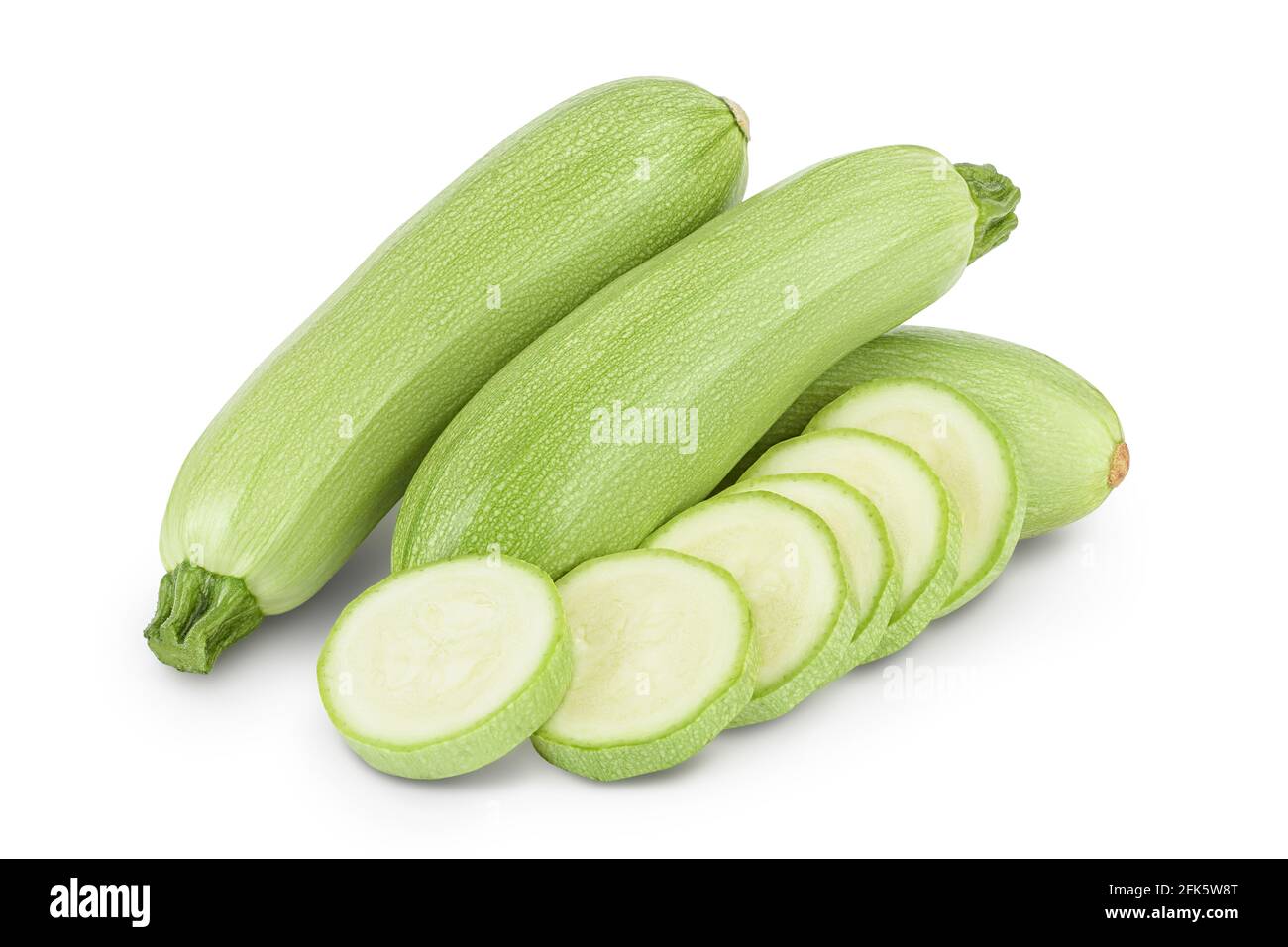zucchini or marrow isolated on white background with clipping path and ...