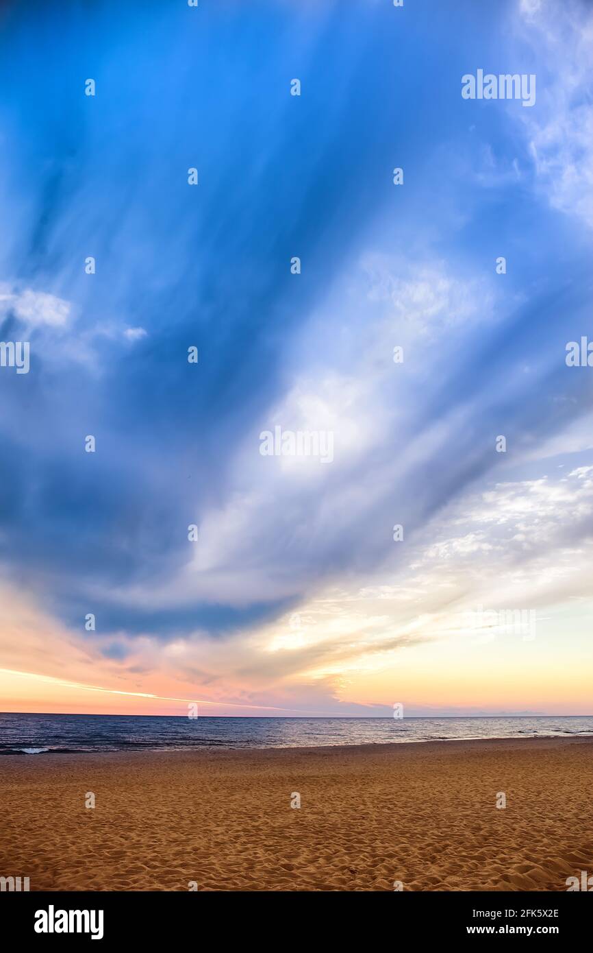Beautiful sunset on the beach. Landscape Stock Photo - Alamy