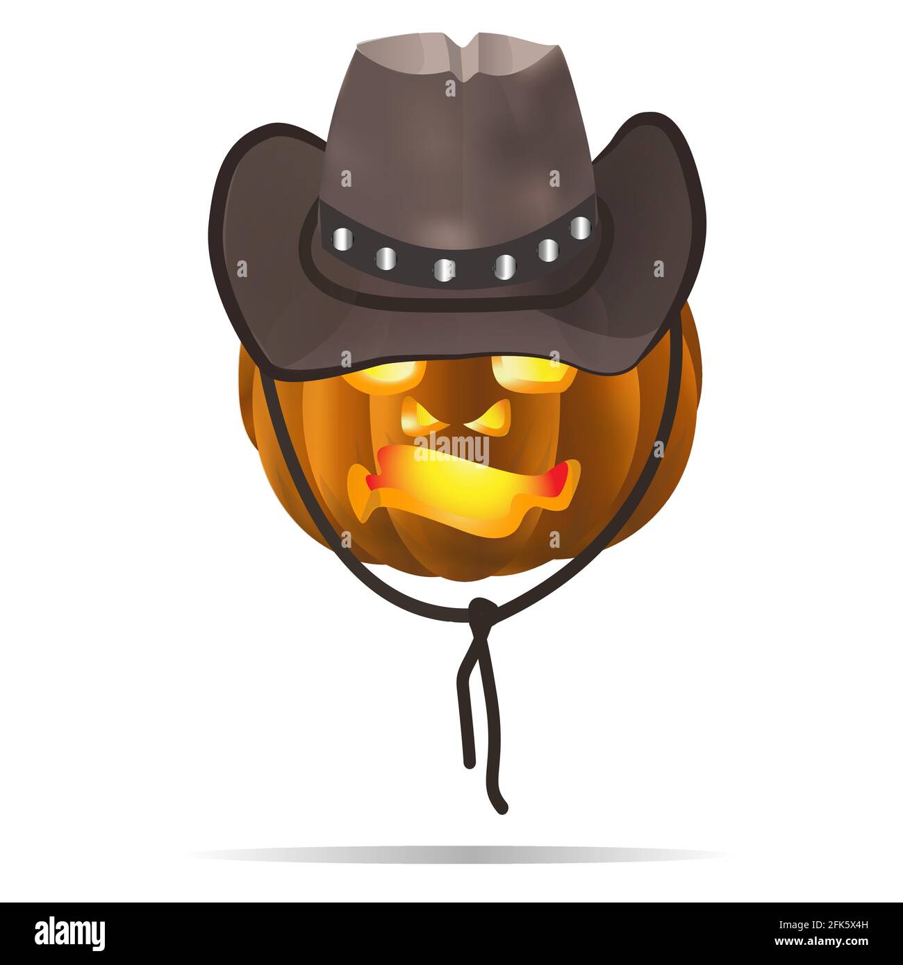 Halloween pumpkin in a cowboy hat. Merry shepherd. Isolated on white ...