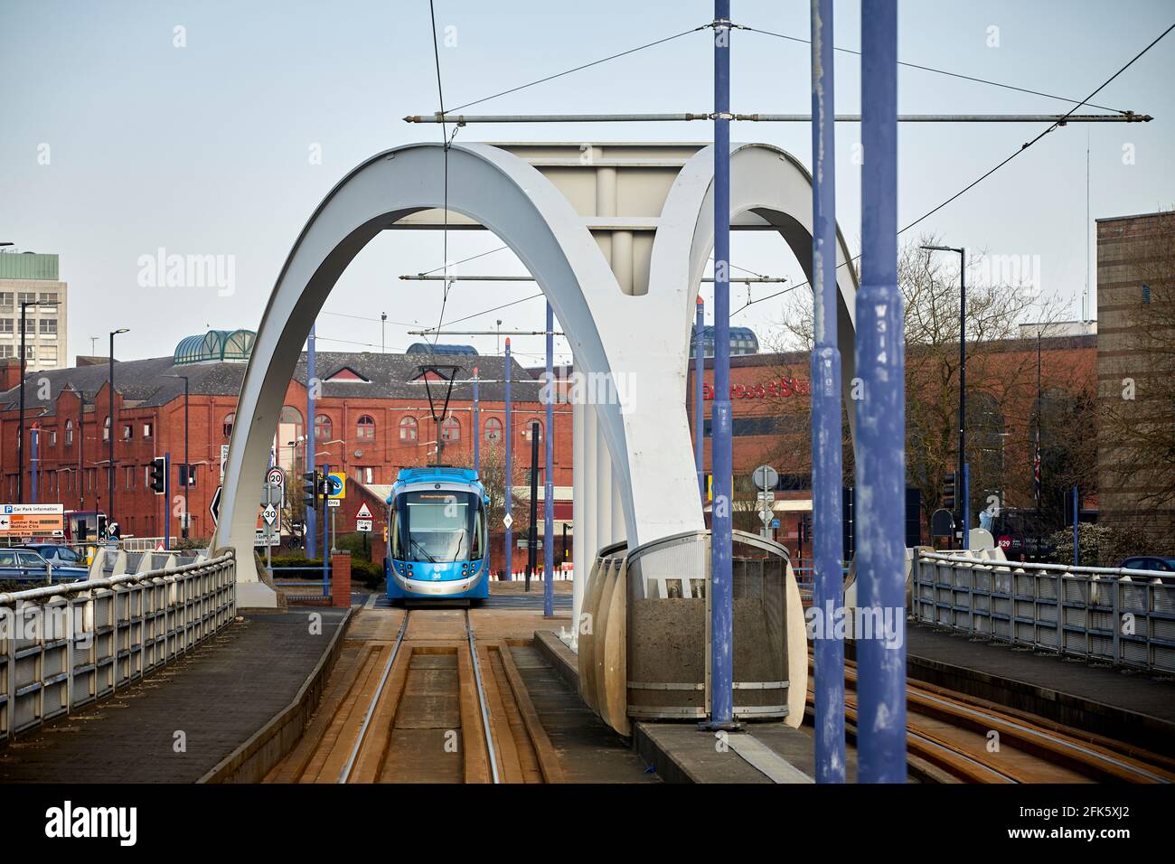 Wishbone Bridge, carrying the tramway across the sunken centre of the ...