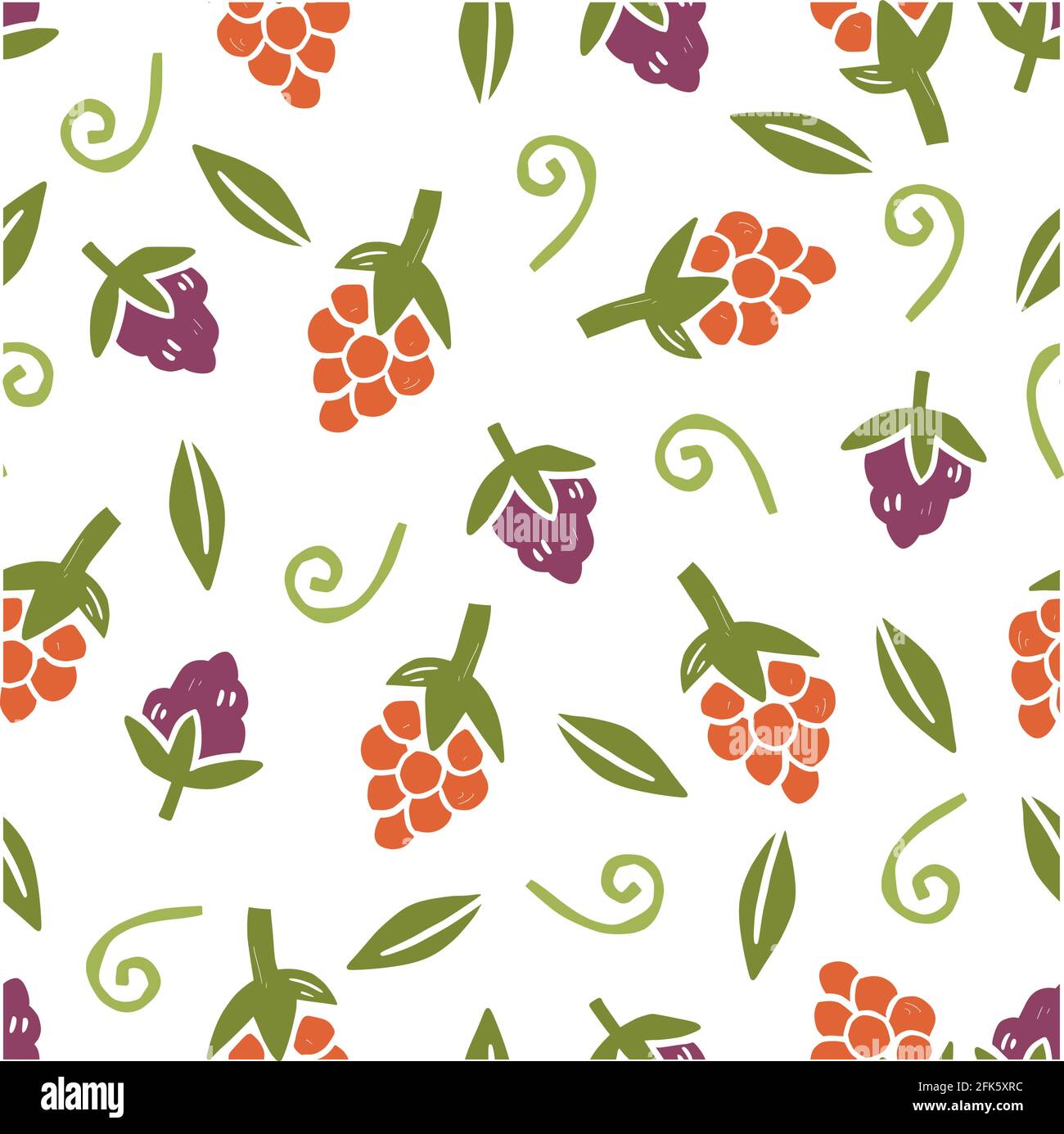 Hand drawn seamless pattern of simple berry. Doodle sketch style. Berry ...
