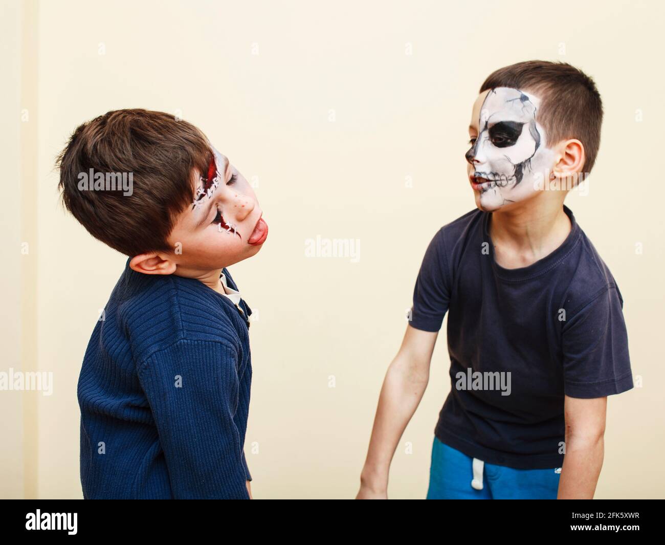zombie apocalypse kids concept. Birthday party celebration facepaint on ...