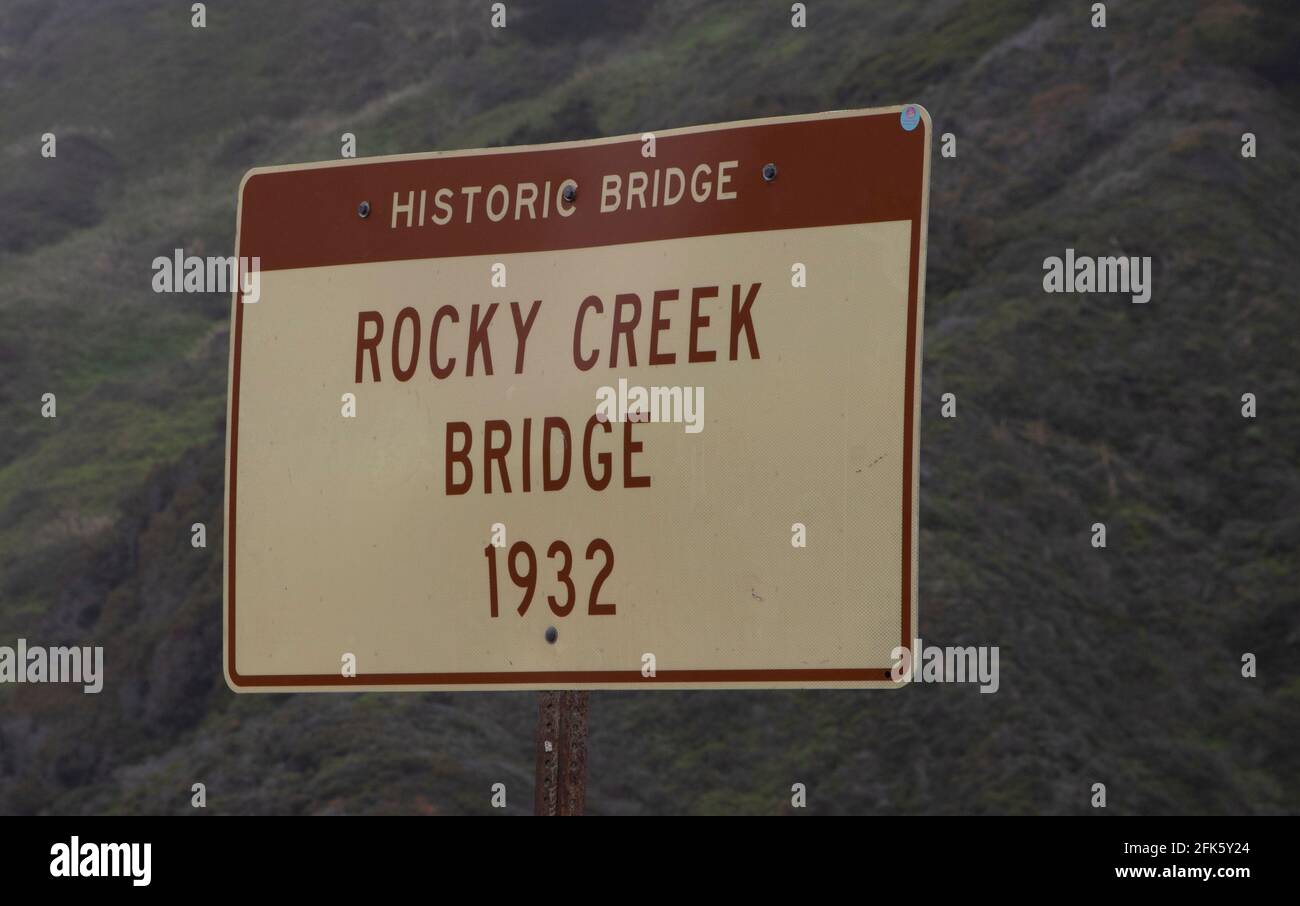 Rocky Creek Bridge Information Sign, scenic Highway 1, Big Sur ...