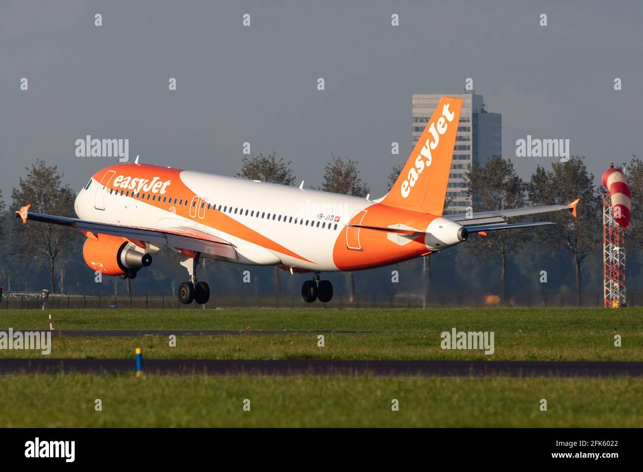 AMSTERDAM, NETHERLANDS - Sep 12, 2020: easyJet (U2 / EZY) approaching ...