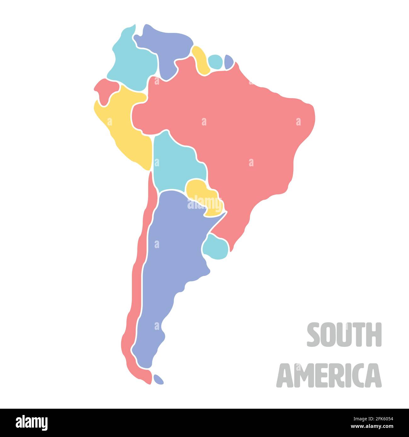 Smooth map of South America continent Stock Vector Image & Art - Alamy