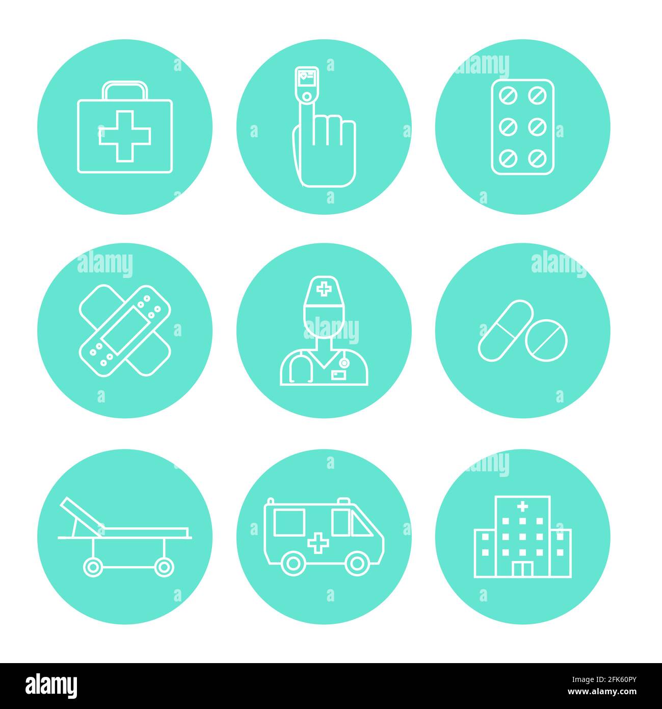 Set of Simple medical icon in trendy line style isolated on white ...