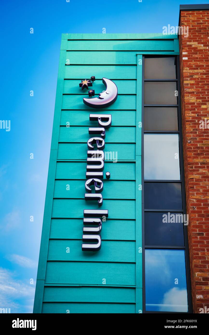 Premier Inn logo outside building Stock Photo - Alamy