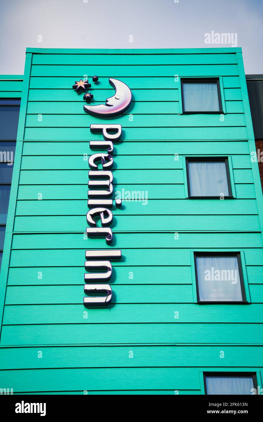 Premier Inn logo outside building Stock Photo - Alamy