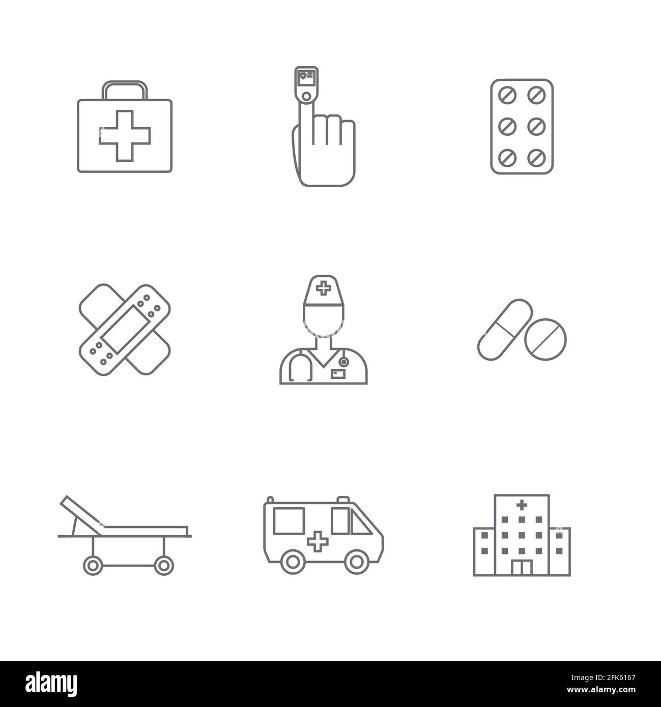 Set of Simple medical icon in trendy line style isolated on white ...