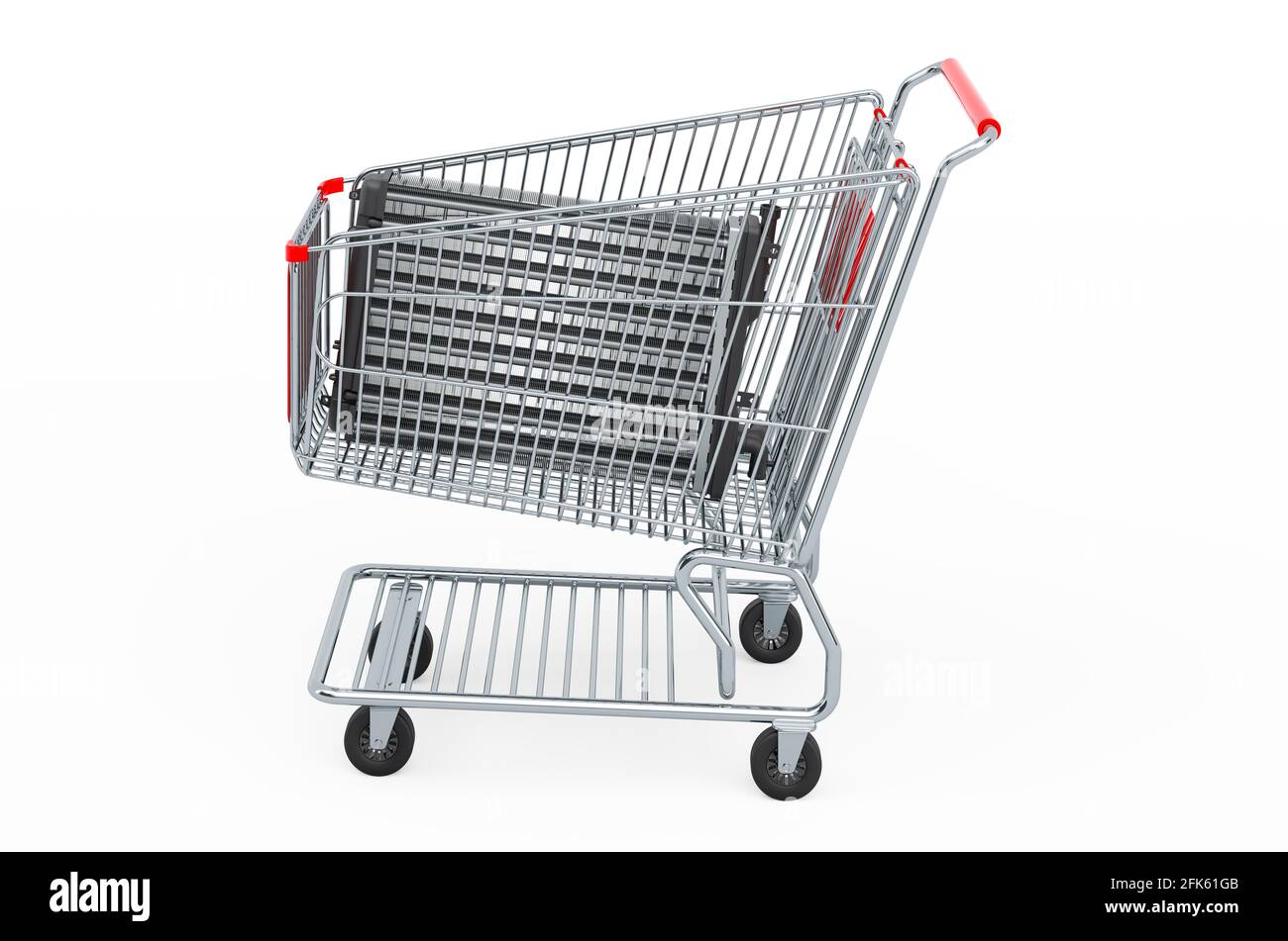 Shopping cart with car radiator, 3D rendering isolated on white ...