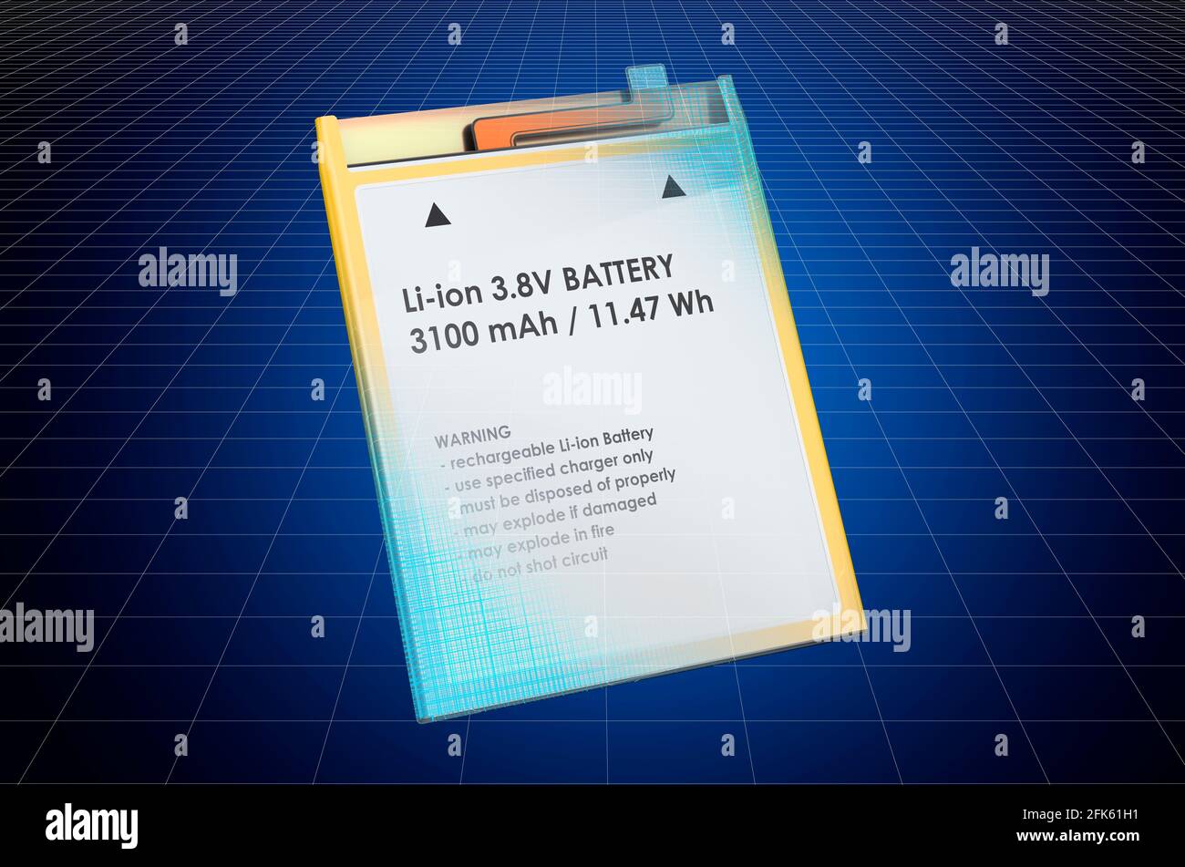 Visualization 3d cad model of Cell Phone Battery, blueprint. 3D ...