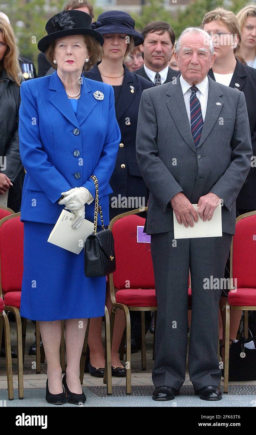 MARGARET THATCHER AND SIR REX HUNT AT THE FALKLANDS MEMORIAL SERVICE ...