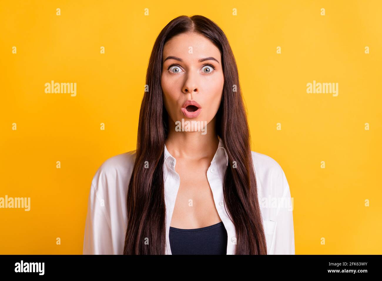 Photo of shocked astonished young nice woman reaction discount news ...