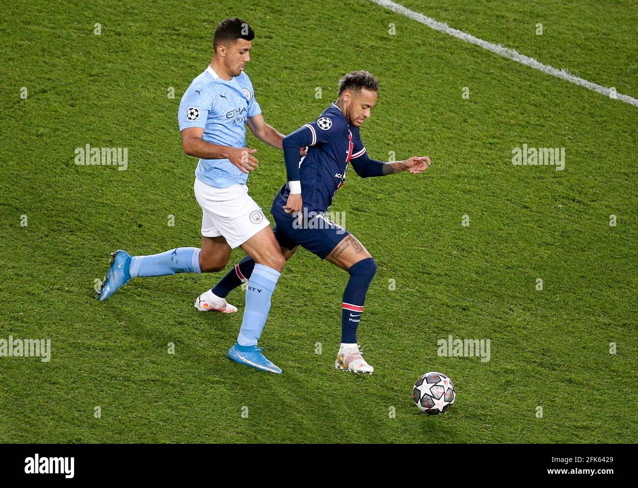 Paris, France. 28th Apr, 2021. Neymar Jr of PSG, Rodrigo Hernandez Cascante aka Rodri of ...