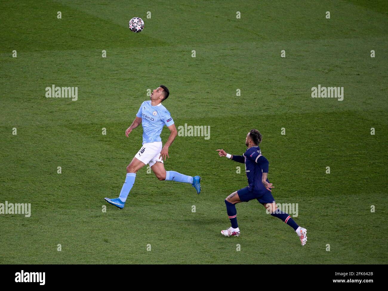 Paris, France. 28th Apr, 2021. Rodrigo Hernandez Cascante aka Rodri of Manchester City, Neymar ...