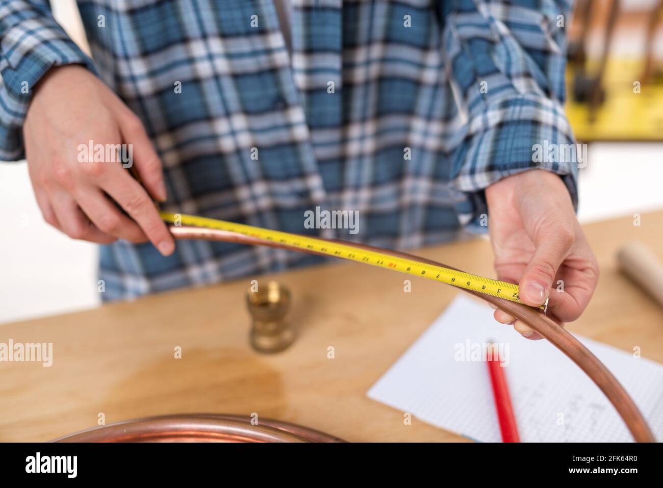 measuring the heating conductor tube Stock Photo - Alamy
