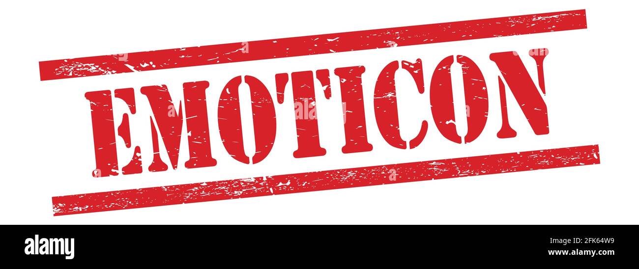 EMOTICON text on red grungy vintage rubber stamp Stock Photo - Alamy