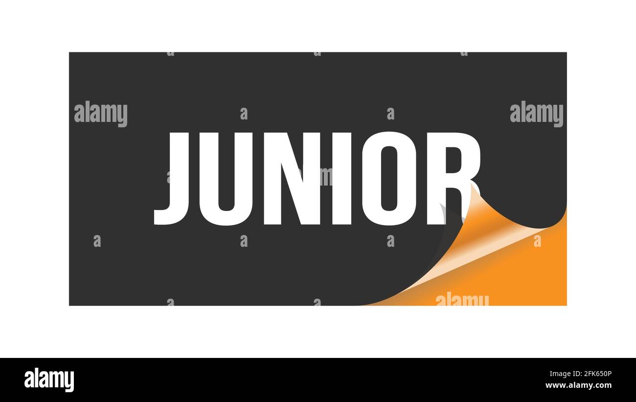 JUNIOR text written on black orange sticker stamp Stock Photo - Alamy