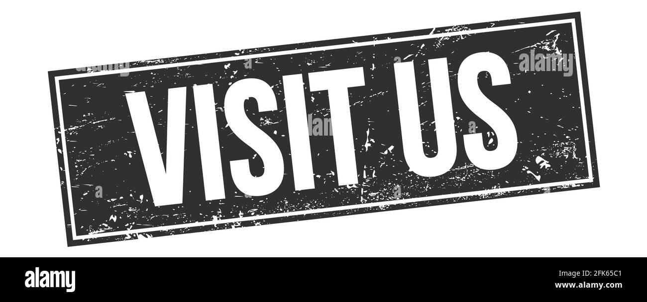 VISIT US text on black grungy rectangle stamp sign Stock Photo - Alamy